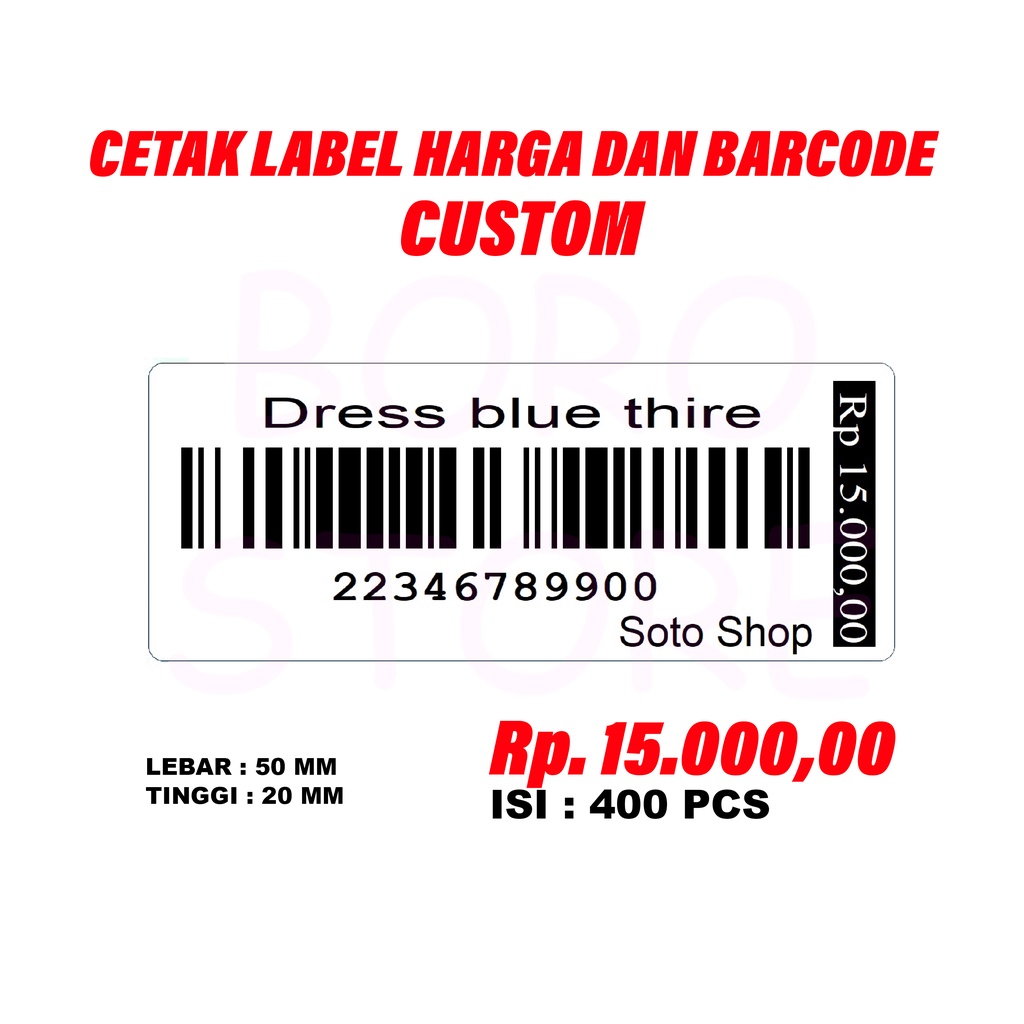 Jual CETAK LABEL HARGA 50 x 20 mm ISI 400 pcs / JASA CETAK PRINT ...