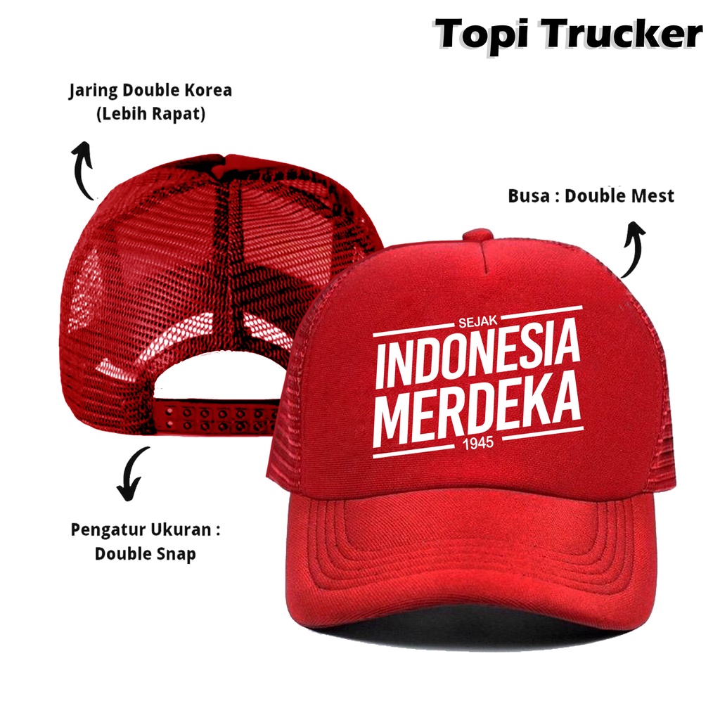 Jual Topi Trucker Jaring Sejak Indonesia Merdeka Special HUT RI ...