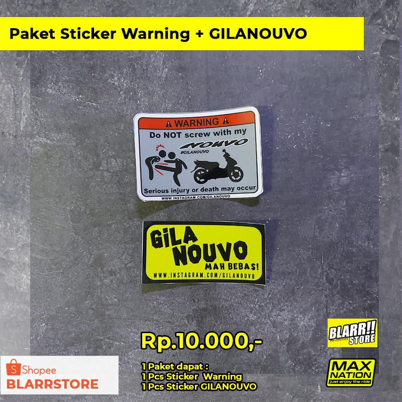 Jual Sticker warning NMAX AEROX XMAX LEXI 125 ADV 150 PCX NOUVO FAZZIO ...
