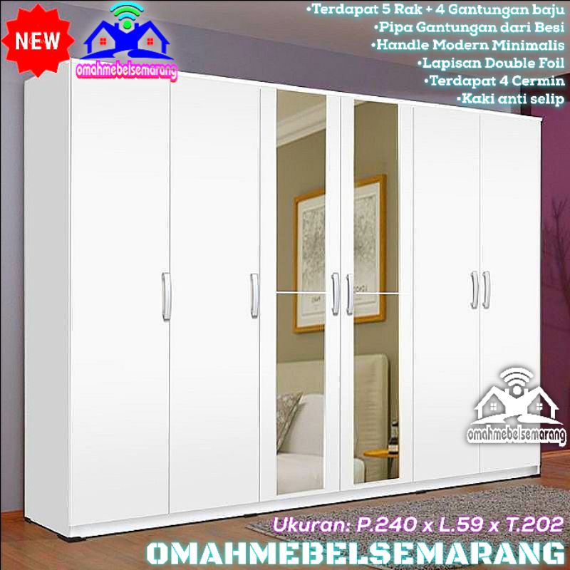 Jual Lemari Pakaian 6 Pintu SNOW-6P Almari Rak Baju Minimalis Modern ...
