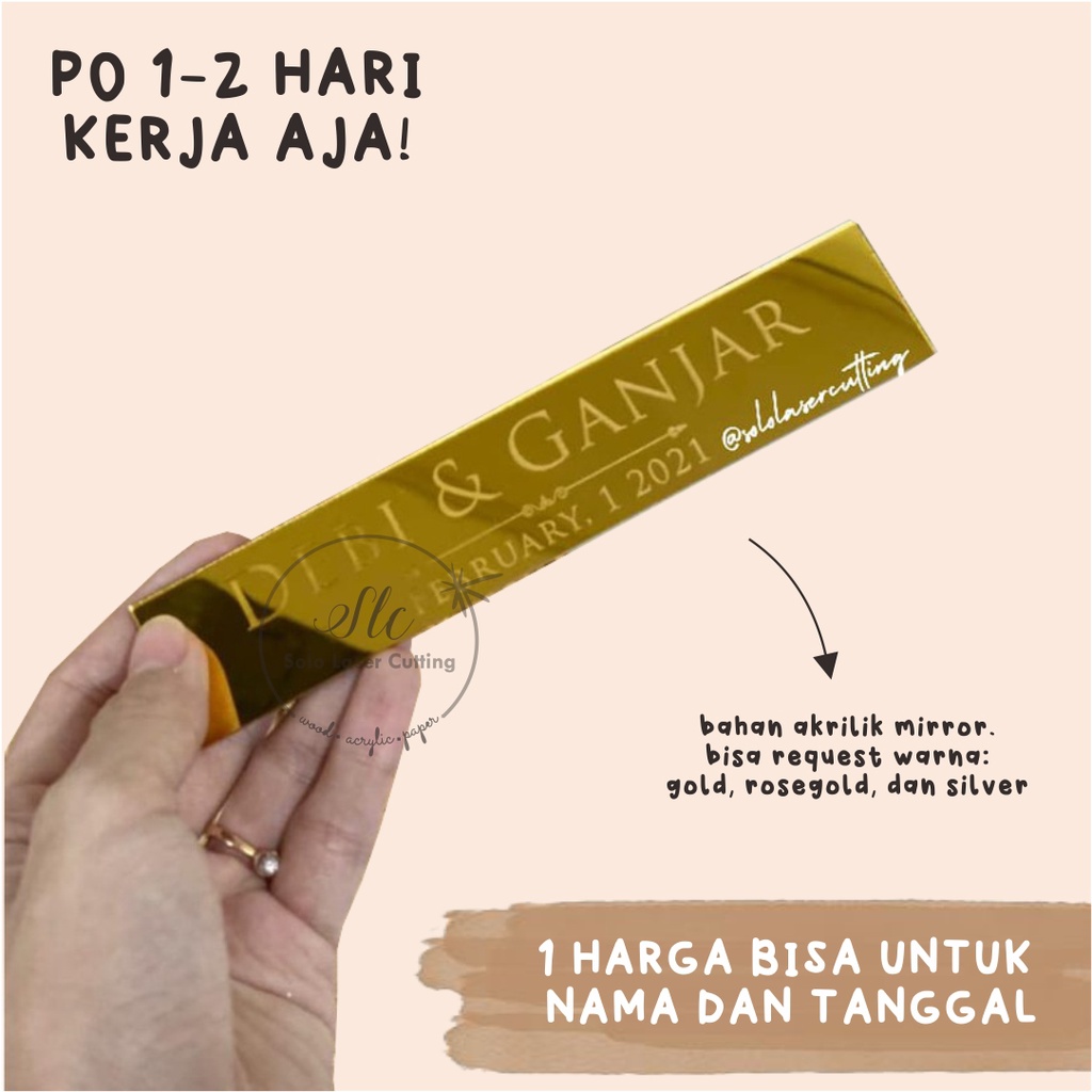 Jual GRAFIR Acrylic mirror Nama & Tanggal/NOMINAL Akrilik Kotak /hiasan ...