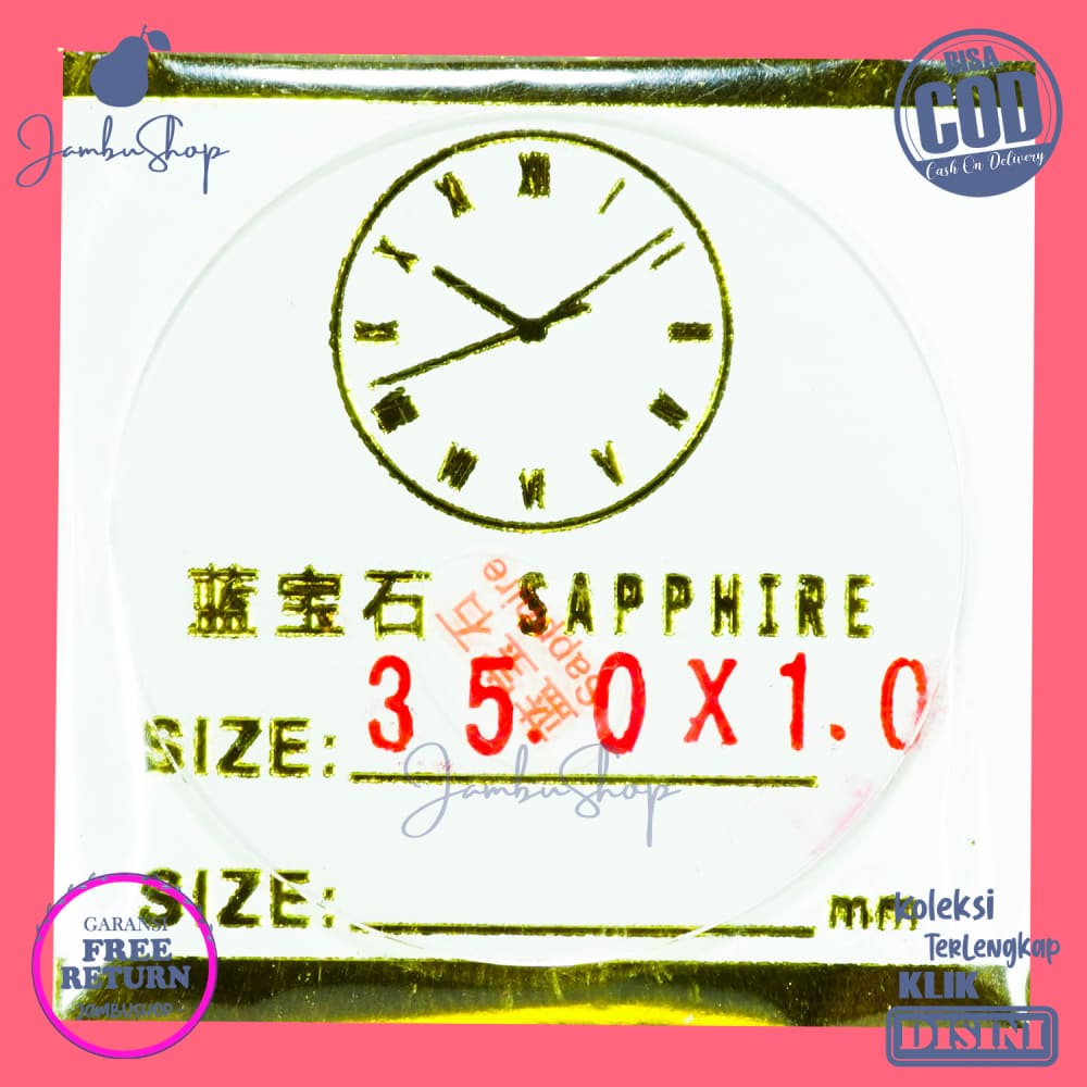 Jual Kaca Jam Kaca Bahan Watch Glass Murah Sapphire 3.5 cm Kaca Datar 3 ...