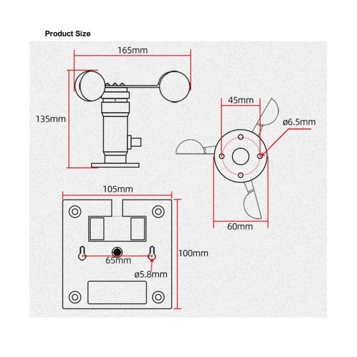 Jual RS485 Tower Crane Wind Alarm Device Controller Wind Meter Sensor ...