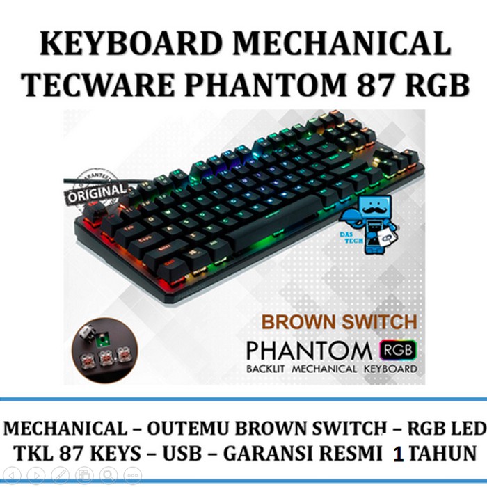 Jual Tecware Phantom 87 Key RGB Led Outemu Brown Switch Mechanical ...