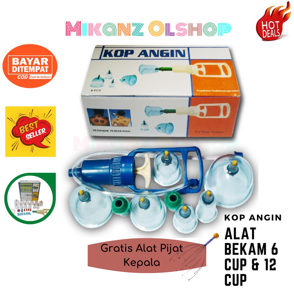 Jual Kop Angin Bekam 6 Cup Dan 12 Cup Untuk Mengobati Masuk Angin & Kesehatan Badan Free Bokoma ...