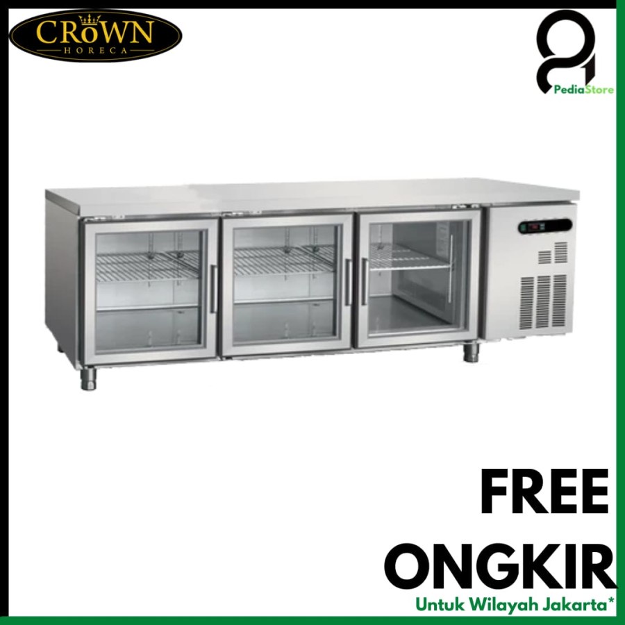 Jual Crown Horeca TZ400G Under Counter Chiller Glass Door 3 Pintu ...