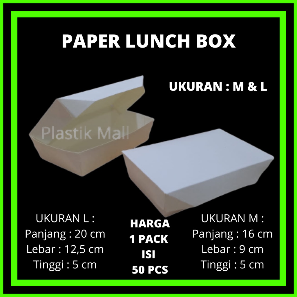 Jual Lunch Box Paper Putih dan Coklat ukuran M & L ISI 50pcs FOOD GRADE Anti Bocor / Paper Lunch ...