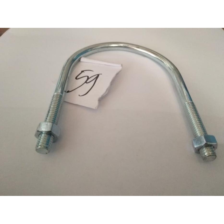 Jual Unik u bolt 3/8" x 5" putih plus 2 mur clamp pipa baut pengikat ...
