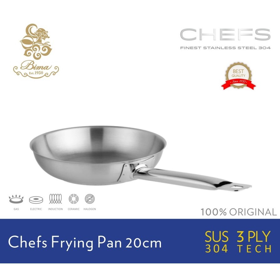 Jual Bima Chef Frying pan Stainless Frypan Stainless Steel Wajan Kuali Penggorengan SUS 304 ...
