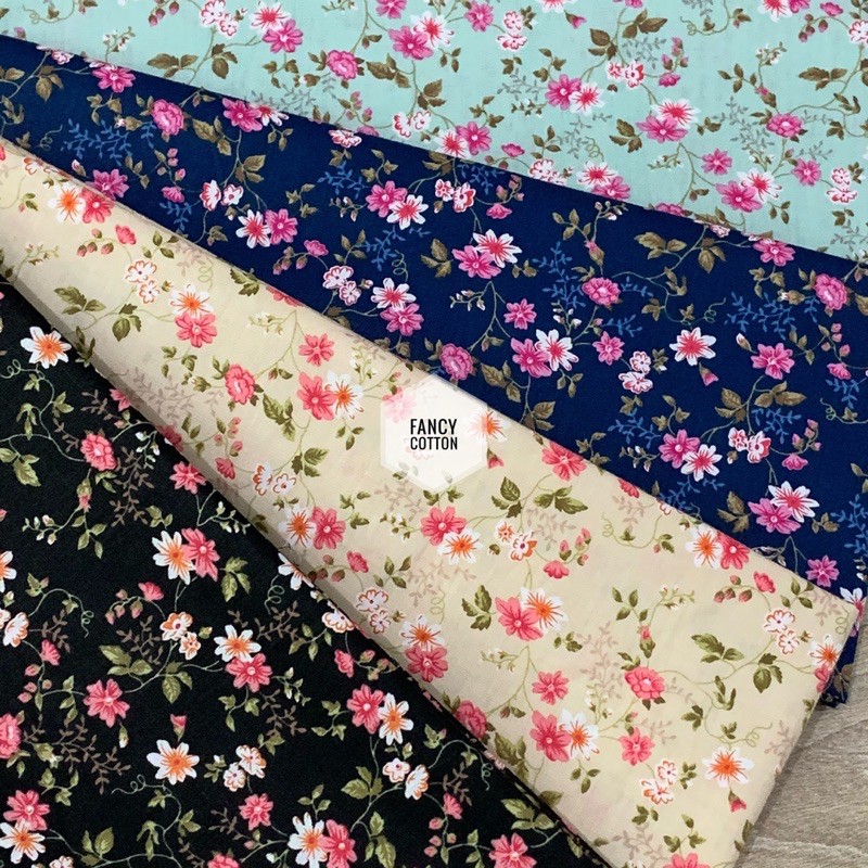 Jual kain katun jepang motif bunga kecil cantik D1221 | Shopee Indonesia