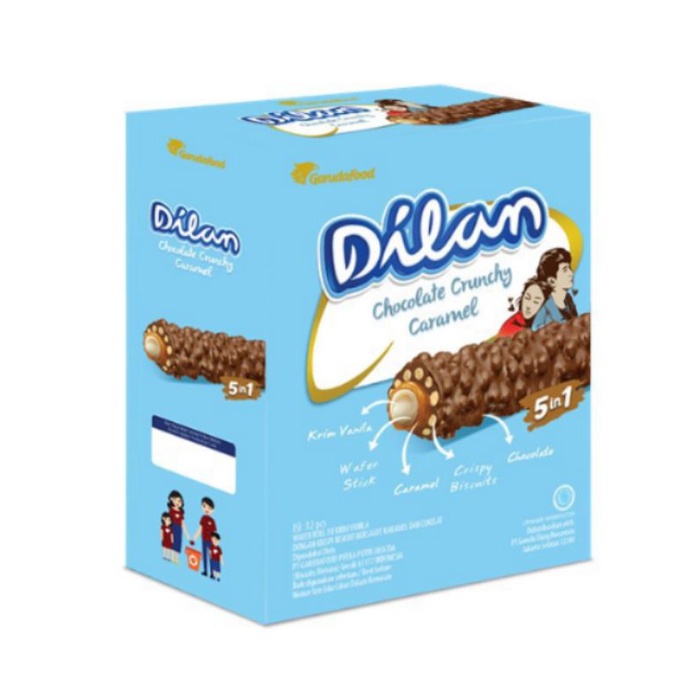 Jual BOX - Dilan Crunchy Choco Caramel 12x24g Wafer Roll Cokelat ...