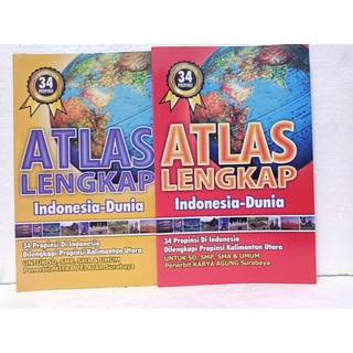 Jual Atlas lengkap Indonesia-Dunia kecil / Edisi revisi 34 provinsi ...