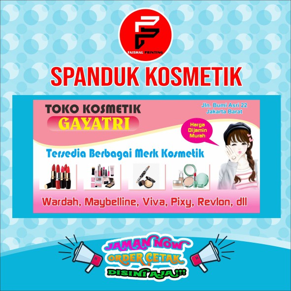 Jual banner/spanduk/backdrop toko kosmetik ukuran 2 x 1 meter | Shopee ...