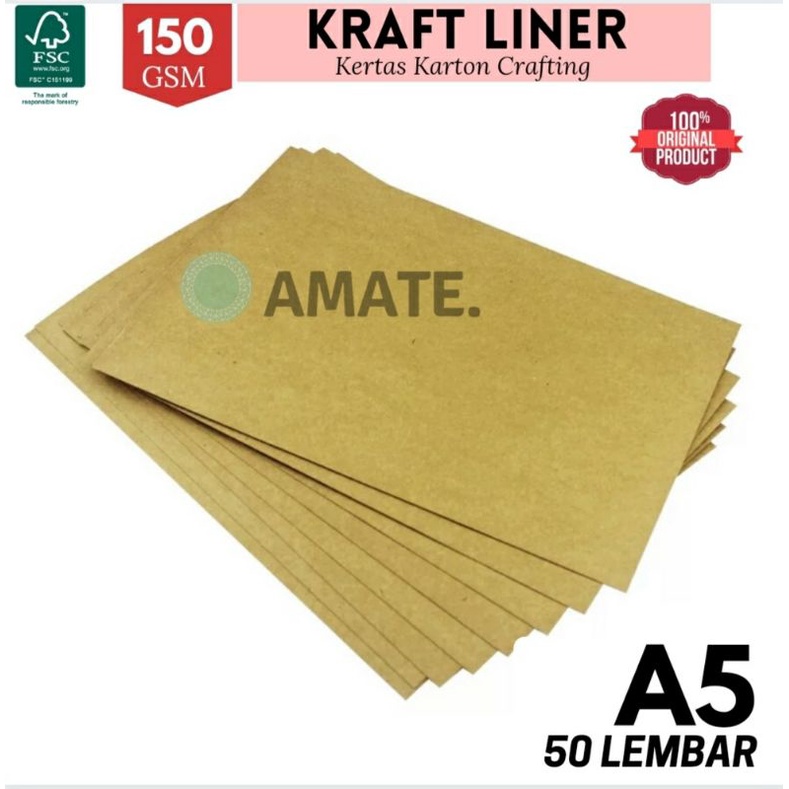 Jual Kraft liner Karton 150g A5 isi 50 lembar | Kertas Samson Crafting ...