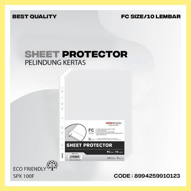 Jual SHEET PROTECTOR FC pelindung kertas binder map plastik ECO isi 10 ...
