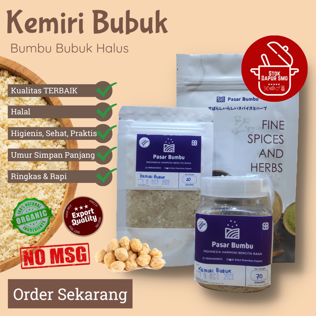 Jual Pasar Bumbu Kemiri Bubuk Halus / Candlenut Powder Pouch Refill ...