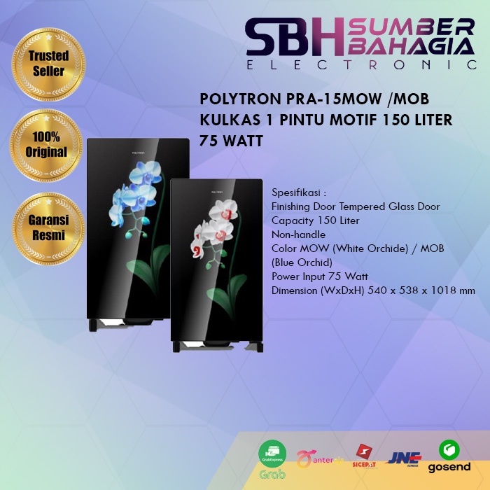 Jual POLYTRON PRA-15MOW / MOB KULKAS 1 PINTU MOTIF 150 LITER 75 WATT ...