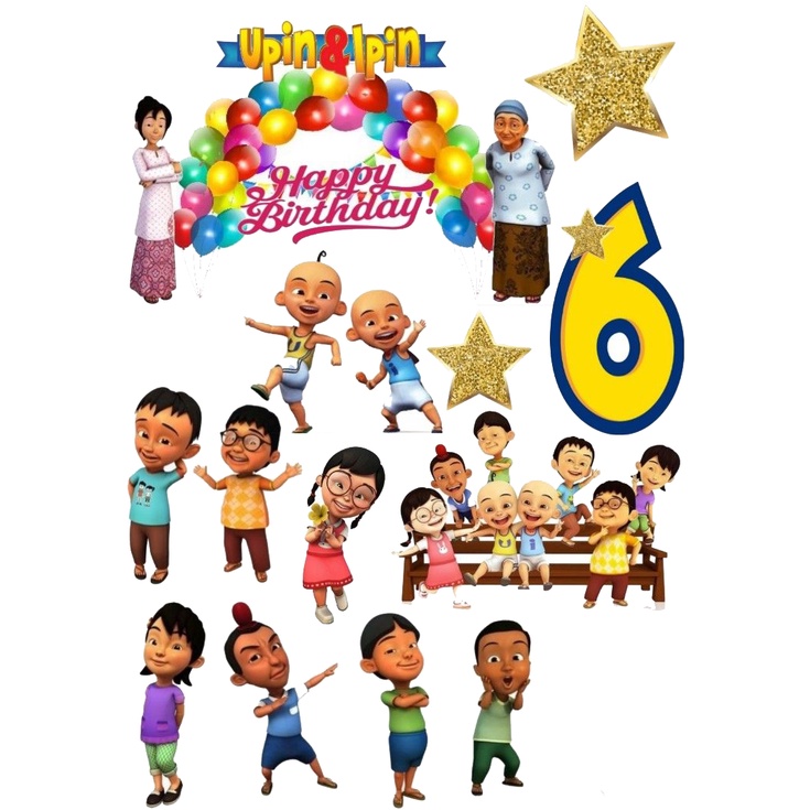 Jual CETAK TOPPER CAKE ULANG TAHUN / HIASAN KUE UPIN IPIN LABELLE JAYA ...