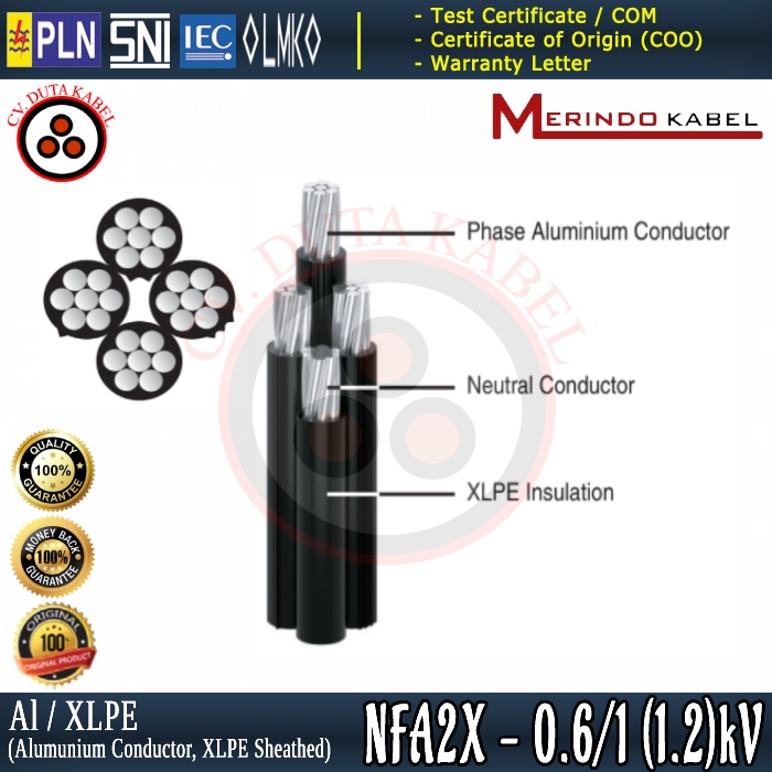 Jual Kabel NFA2X-T 3x50 mm2 + 50 mm2 MERINDO /Twisted Cable/Kabel Udara ...