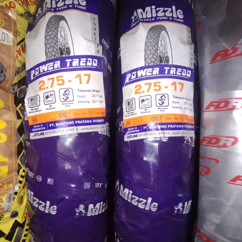 Jual Ban luar mizzle power tread ukuran 250-17 dan 275-27 | Shopee ...