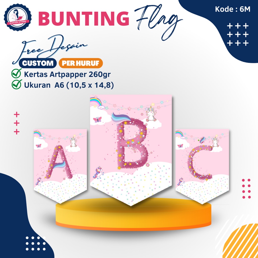 Jual Bunting flag unicorn / Custom banner flag little pony / Bunting flag request animasi ulang ...