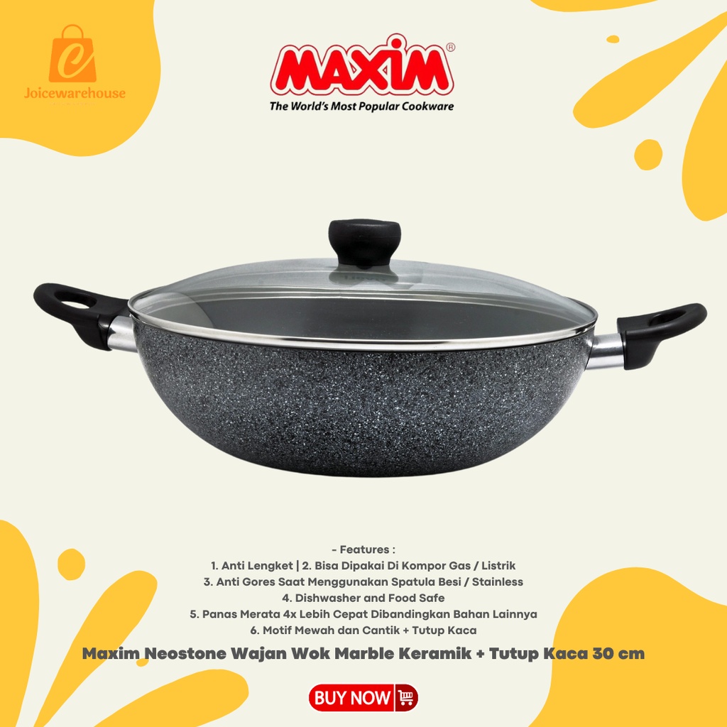 Jual Maxim Neostone Wajan Wok 30cm | Wajan Anti Lengket Marble Keramik ...