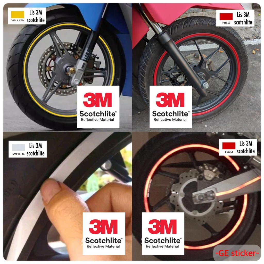 Jual STICKER LIS SCOTCHLITE 3M VELG stiker skotlet strip list pelek ban ...