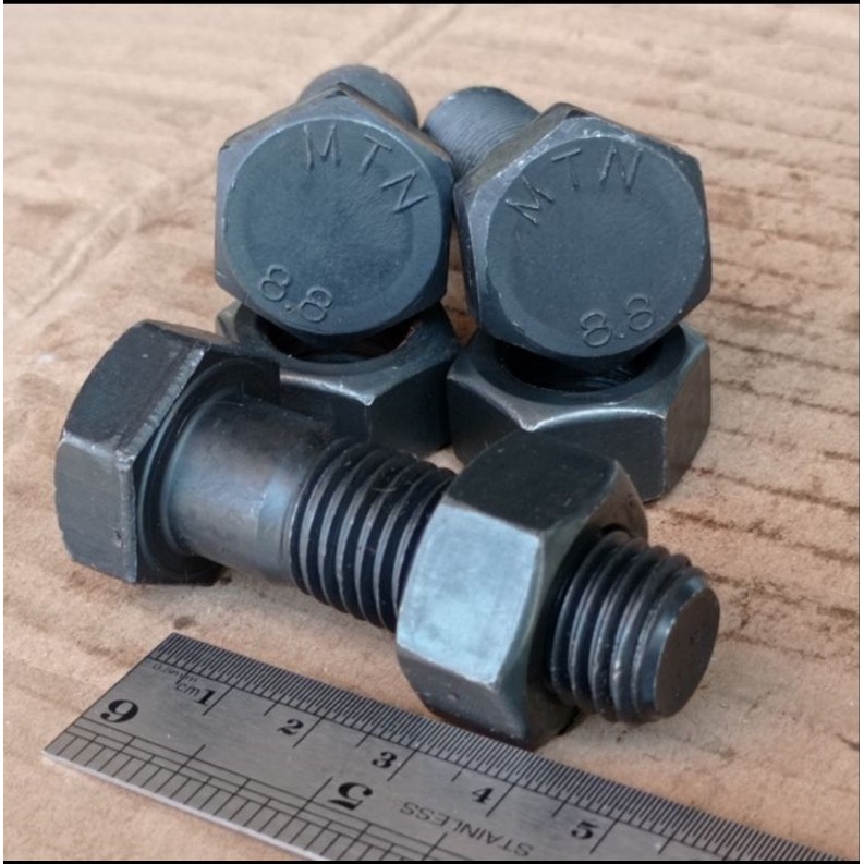 Jual BAUT MUR M16 X 50 PANJANG 5CM HALFDRAT / BAUT MUR BAJA 8.8 HTB | Shopee Indonesia