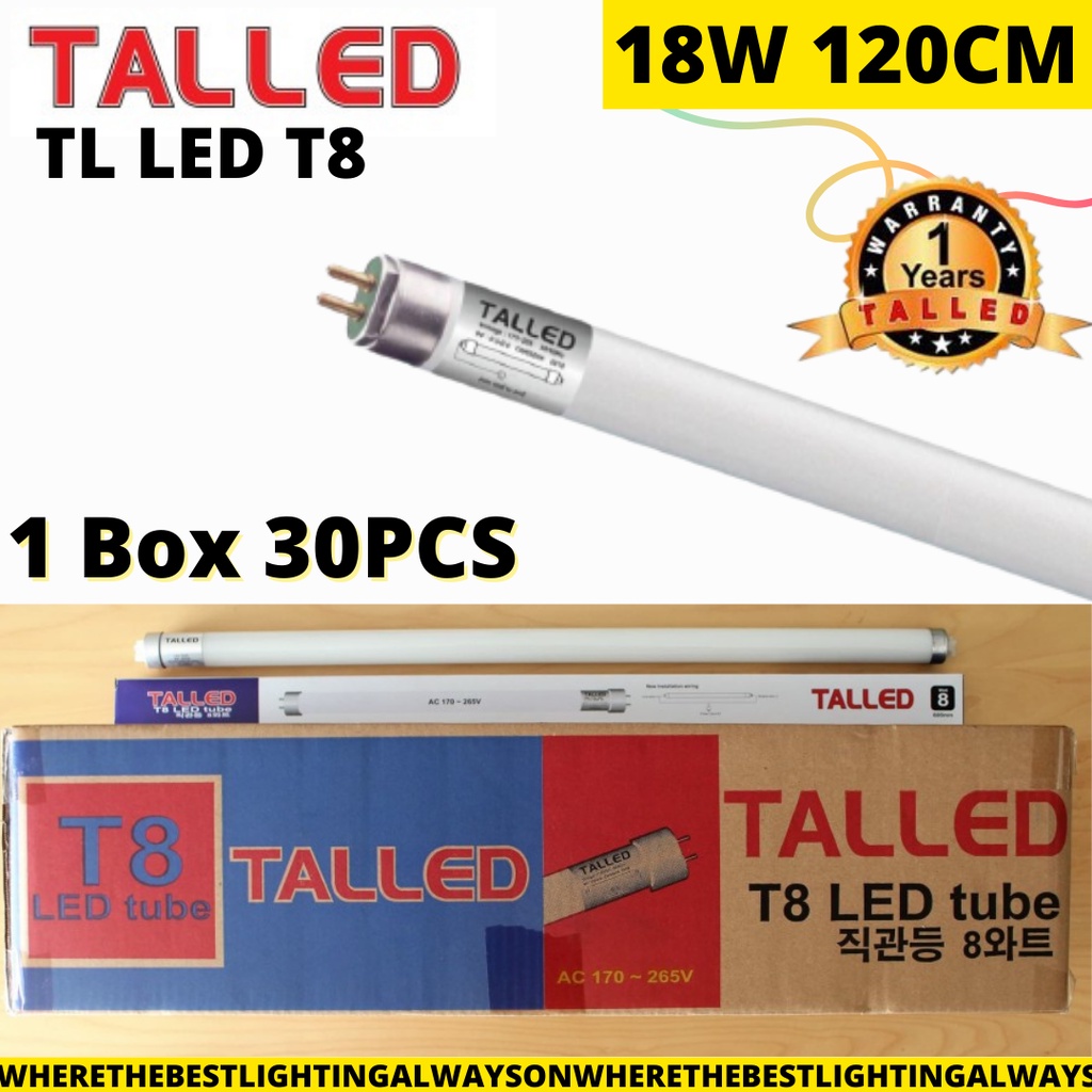 Jual LAMPU TL T8 LED TUBE 18 WATT 1 BOX ISI 30PCS - TALLED HIGH QUALITY | Shopee Indonesia