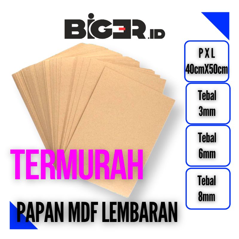 Jual Papan MDF polos 40cmX50cm / Papan Kayu MDF lembaran 40X50 Hard ...