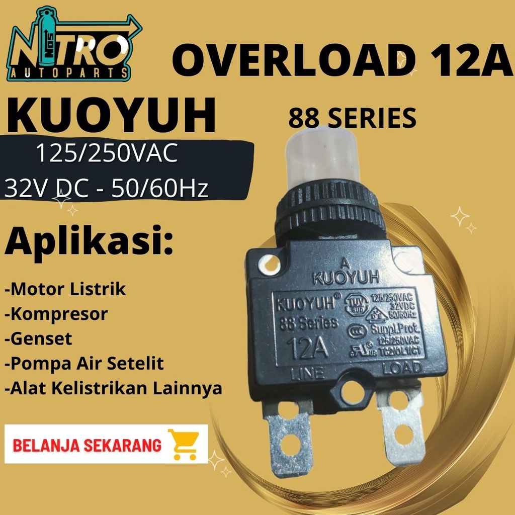 Jual ORIGINAL Overload 12A Thermal Circuit Breaker Kuoyuh 88 Series ...