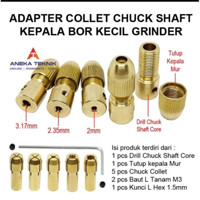 Jual Set Bit ADAPTER COLLET Mini DRILL CHUCK SHAFT Kepala Bor Kecil ...