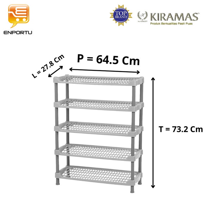 Jual KIRAMAS Rak Sepatu Plastik 5 Susun Bally 1338-5S/ Rak Serbaguna ...