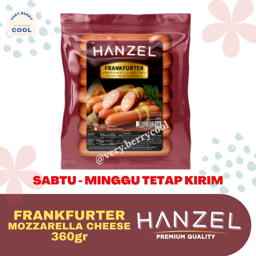 Jual Hanzel Sosis Sapi Keju Beef Cheese Mozza Frankfurter 360gr isi 7 ...