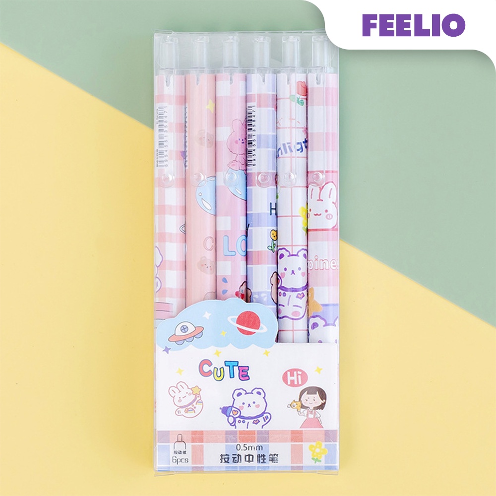 Jual FEELIO - PULPEN MOTIF 1 SET 6 LUCU/ BOLPEN KARAKTER AT10 | Shopee Indonesia
