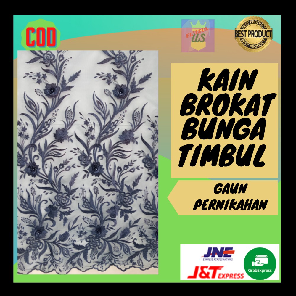Jual Bakal Bahan Kain Kebaya Gamis Tile Brukat Brokat Renda Bunga ...