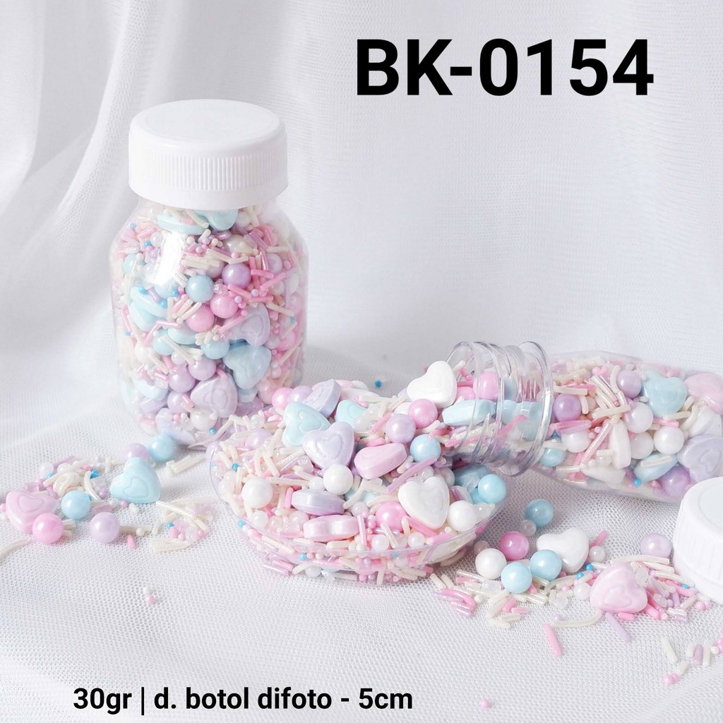 Jual BK-0154 Sprinkles sprinkle sprinkel 30gr 30 gram hati warna pastel ...