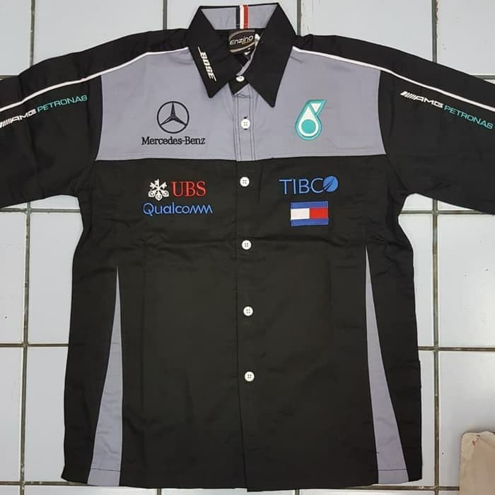 Jual Baju Kemeja Bordir Otomotif F1 Mercedez Benz Hitam | Shopee Indonesia