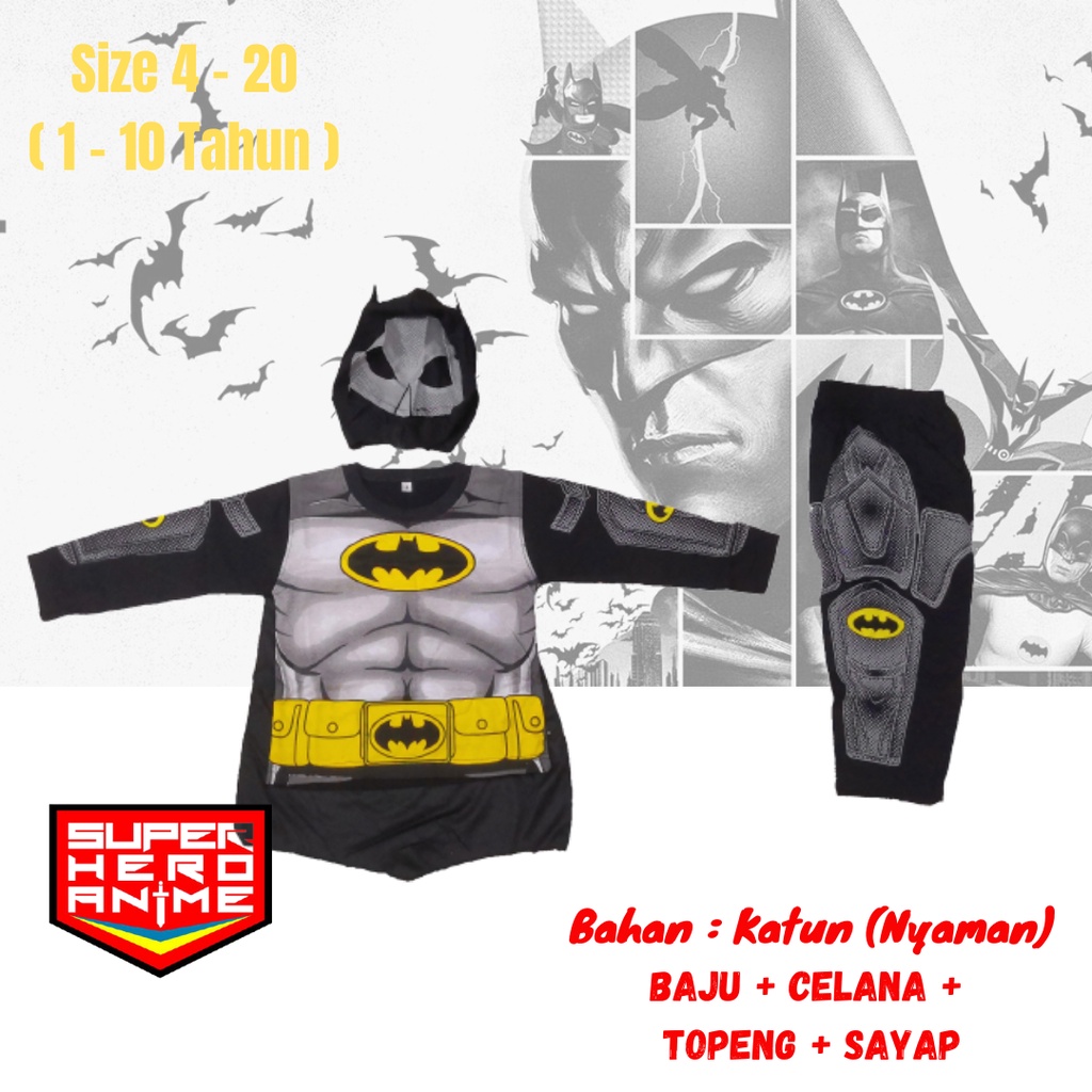 Jual Kostum Batman II Anak Setelan Panjang Cowok Baju Karakter ...