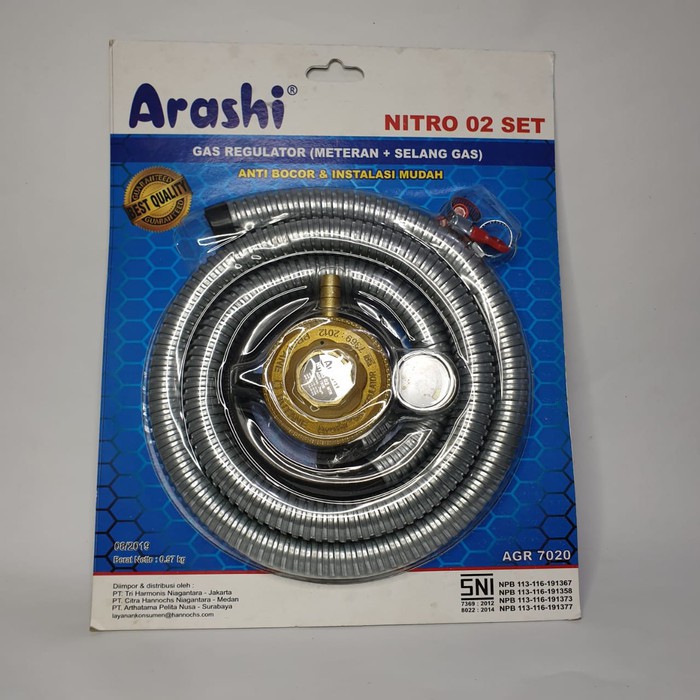 Jual ARASHI GAS REGULATOR METER SET (SELANG & METER) ANTI BOCOR ...