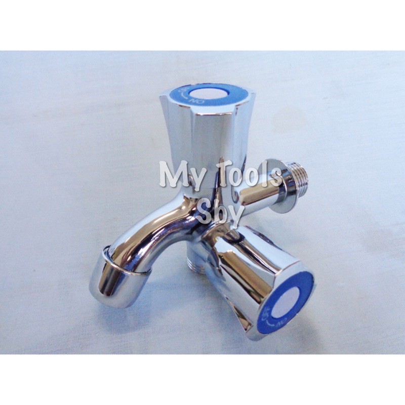 Jual Kran Air Dobel / Keran Tembok Double Chrome 1/2” TRS H-90 | Shopee Indonesia