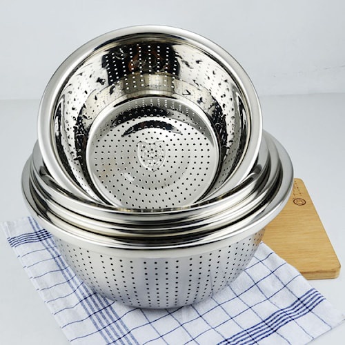 Jual Baskom Tiris / Baskom Cuci Buah Sayur Stainless 24cm | Shopee ...