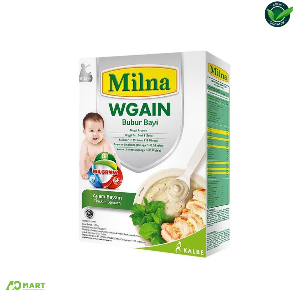 Jual Milna Wgain Bubur Bayi Ayam Bayam 6-12 bulan 120 gr ( Less Sugar ...