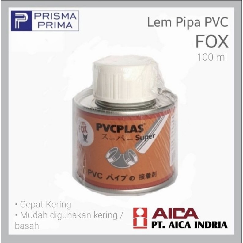 Jual FOX Lem Pipa PVCPlas Super Kuas PVC Plas Jepang Kaleng 100 Gr Gram ...