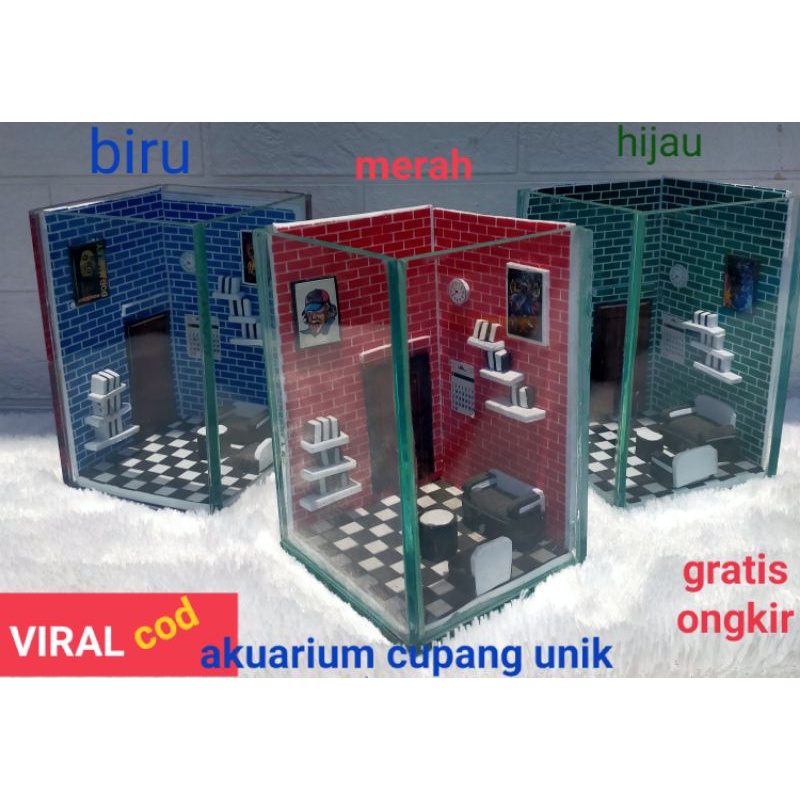 Jual AQUARIUM / AKUARIUM MINI IKAN HIAS /AQUARIUM IKAN CUPANG /soliter ...