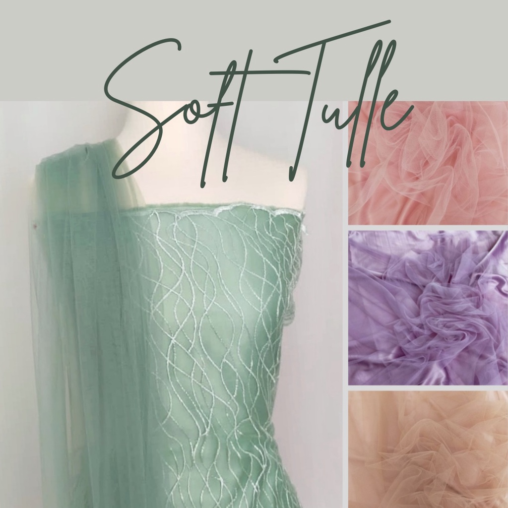 Jual 1/2 meter Kain Soft Tulle / Kain Tile Polos / Kain Tile meteran ...