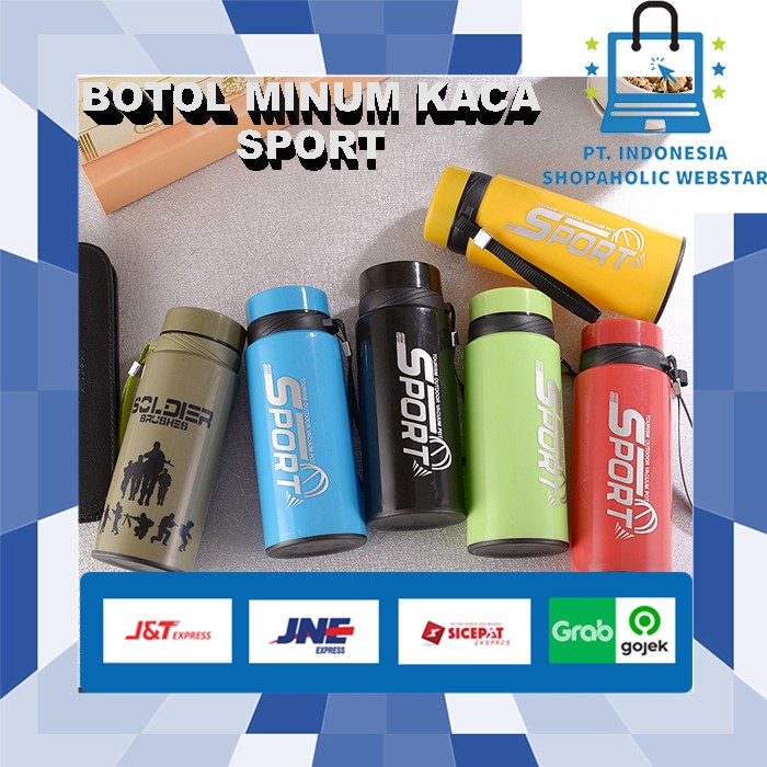 Jual Botol Minum Kaca Sport / Gelas Minum Kaca Sport / Botol Kaca Sport ...