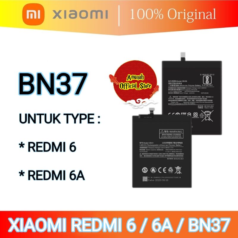 Jual Baterai Xiaomi Redmi 6 / 6A BN37 , Batre Battery BN37 Redmi 6 , 6A ...