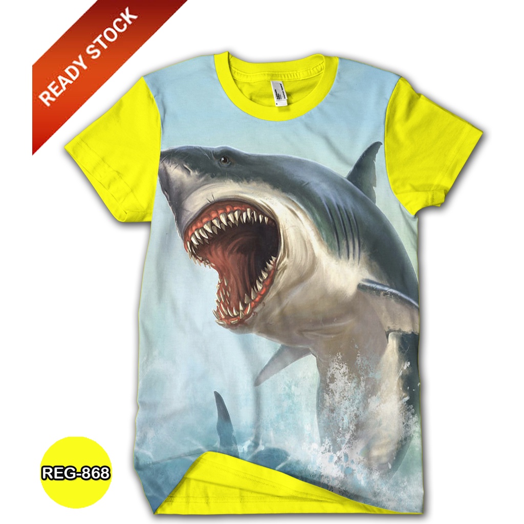 Jual Kaos Ikan Hiu 3D Baju Anak dan Dewasa Ikan Hiu Kartun Animasi #REG ...