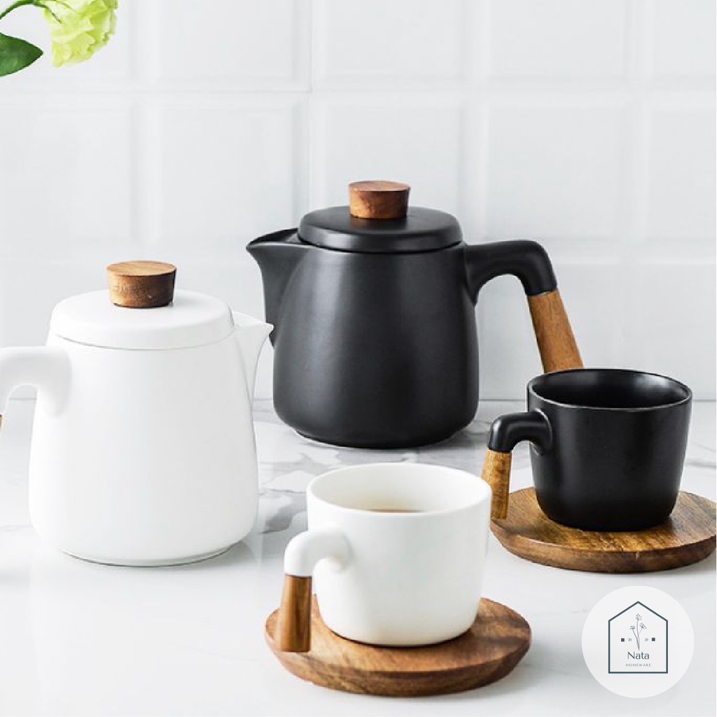 Jual [EKO] JAPANESE TEAPOT TEA POT SET TEKO DAN MUG WARNA HITAM PUTIH ...
